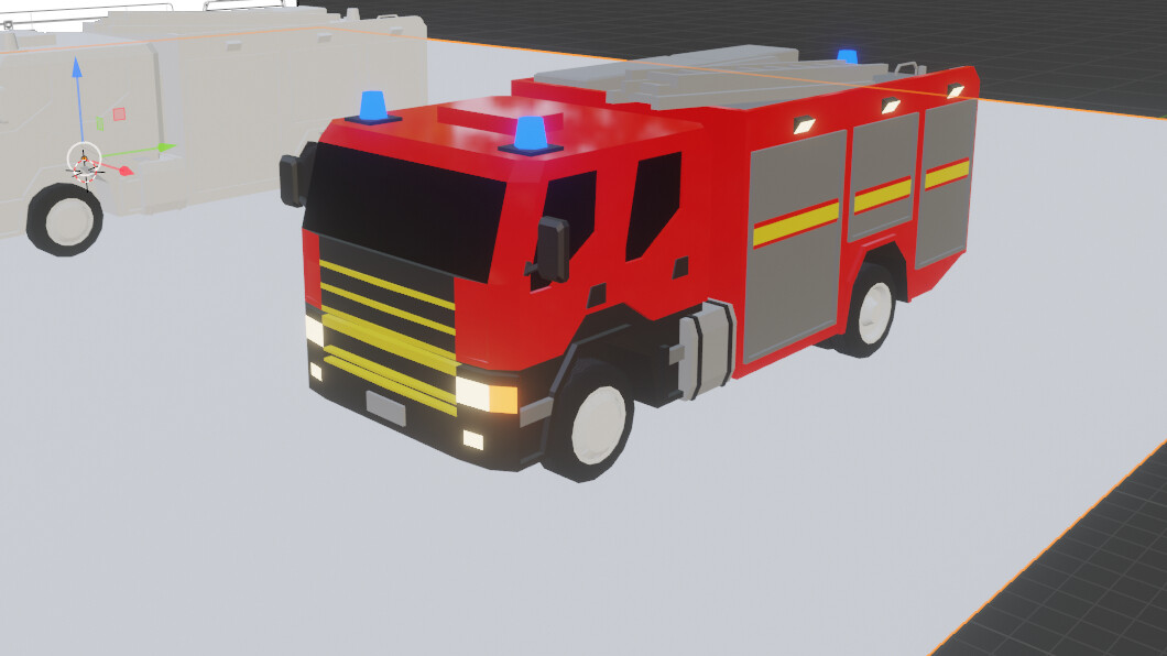 ArtStation - Low Poly Fire Fighter Truck