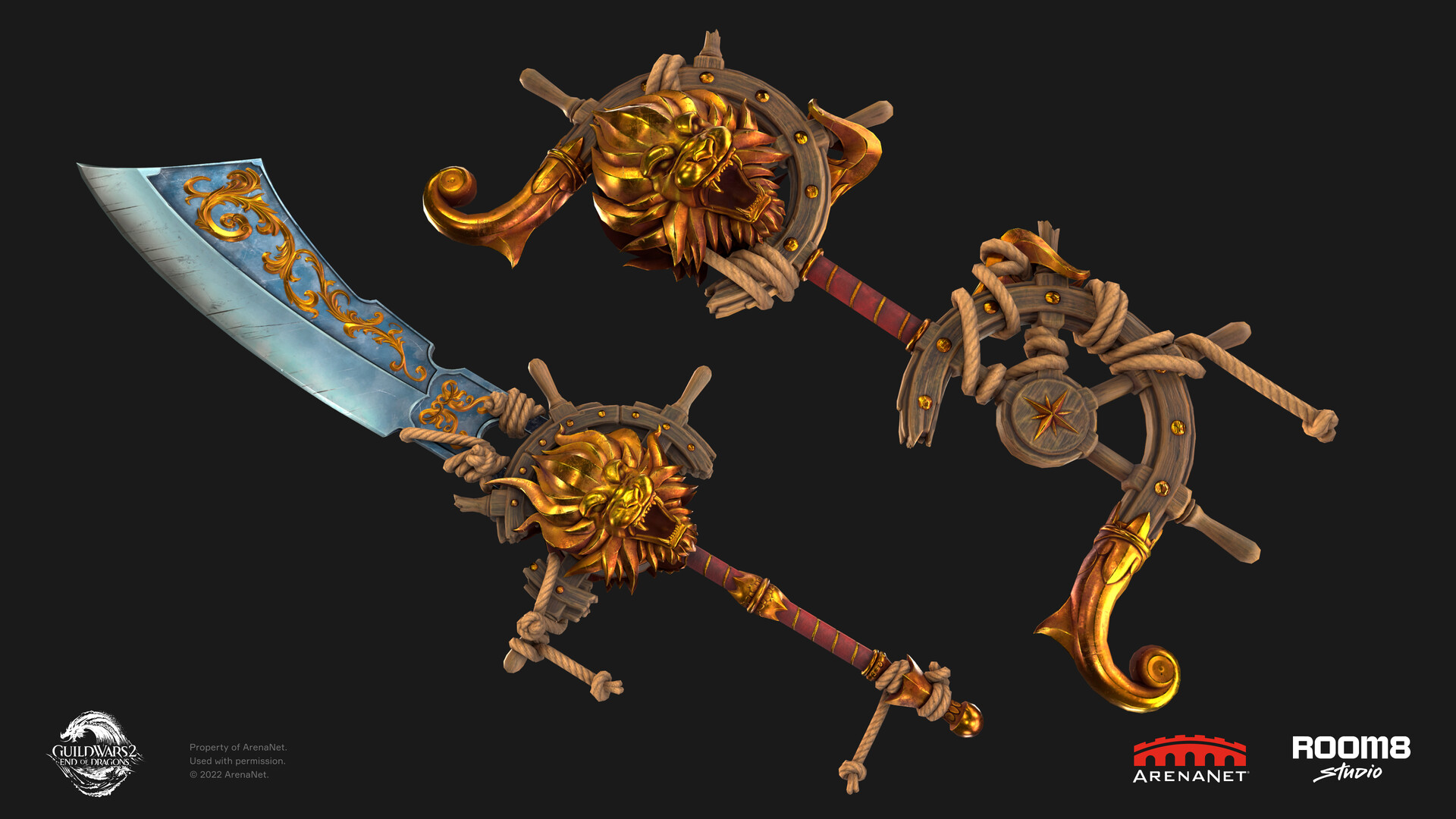 Room 8 Studio - Portfolio - Lion's Champion weapons (Guild Wars 2)