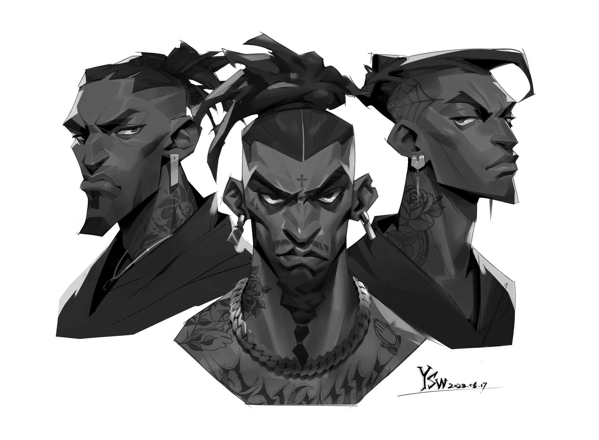 ArtStation - 匪帮头像练习Gangster avatar practice