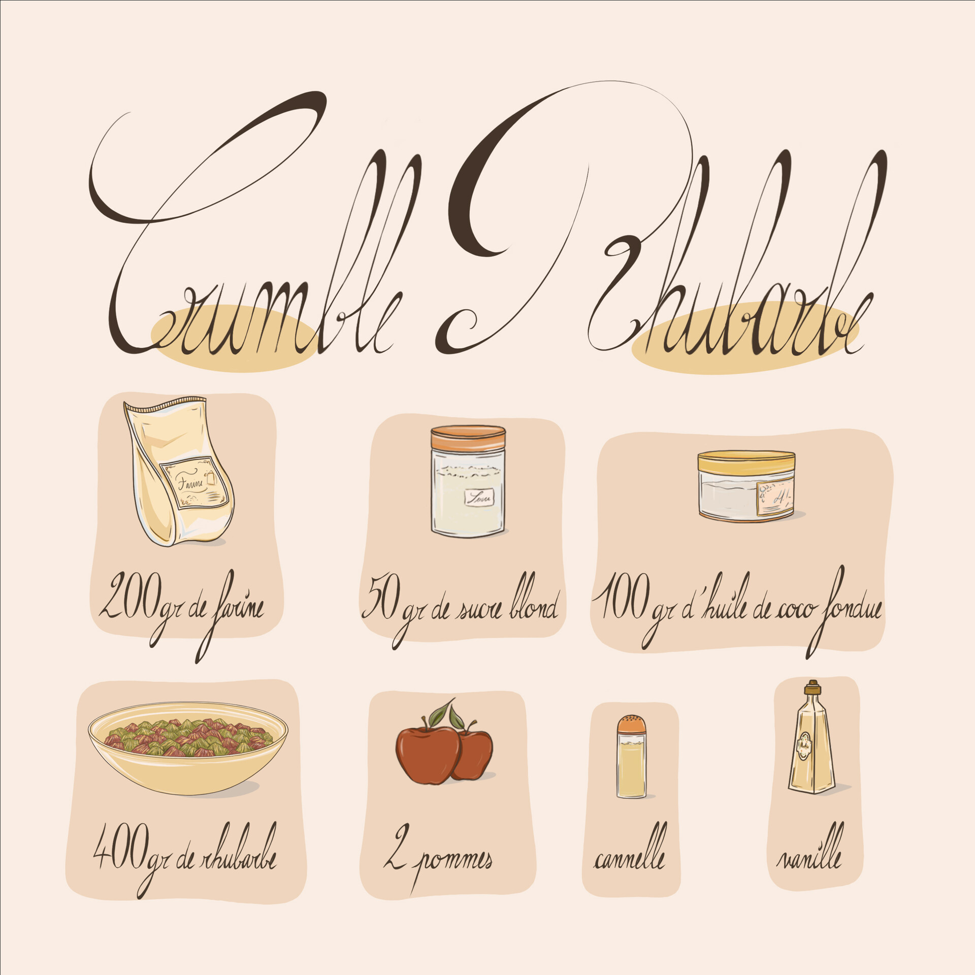 ArtStation - Illustration recette crumble rhubarbe