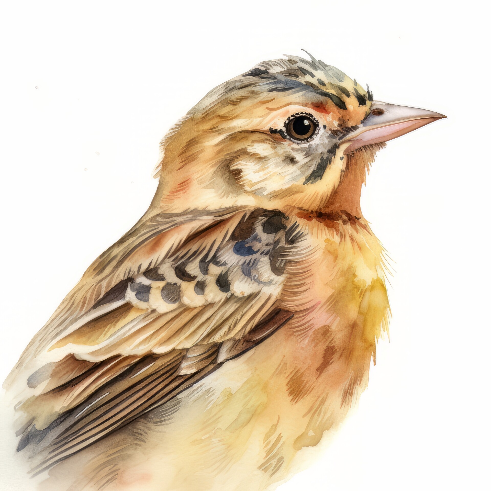 ArtStation - Ortolan Bunting Bird Portrait Watercolor Painting