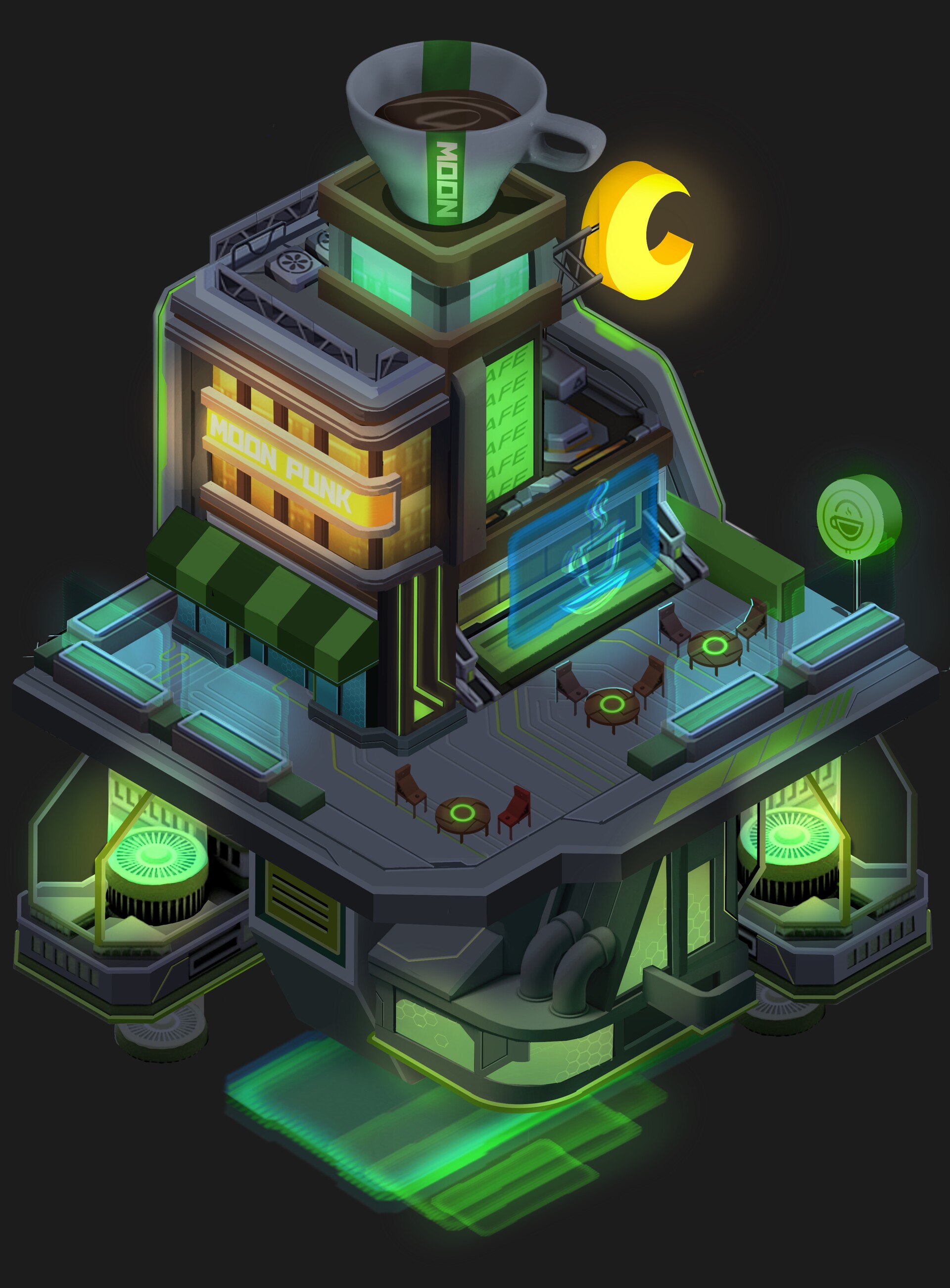ArtStation - Isometric SciFi Cafe