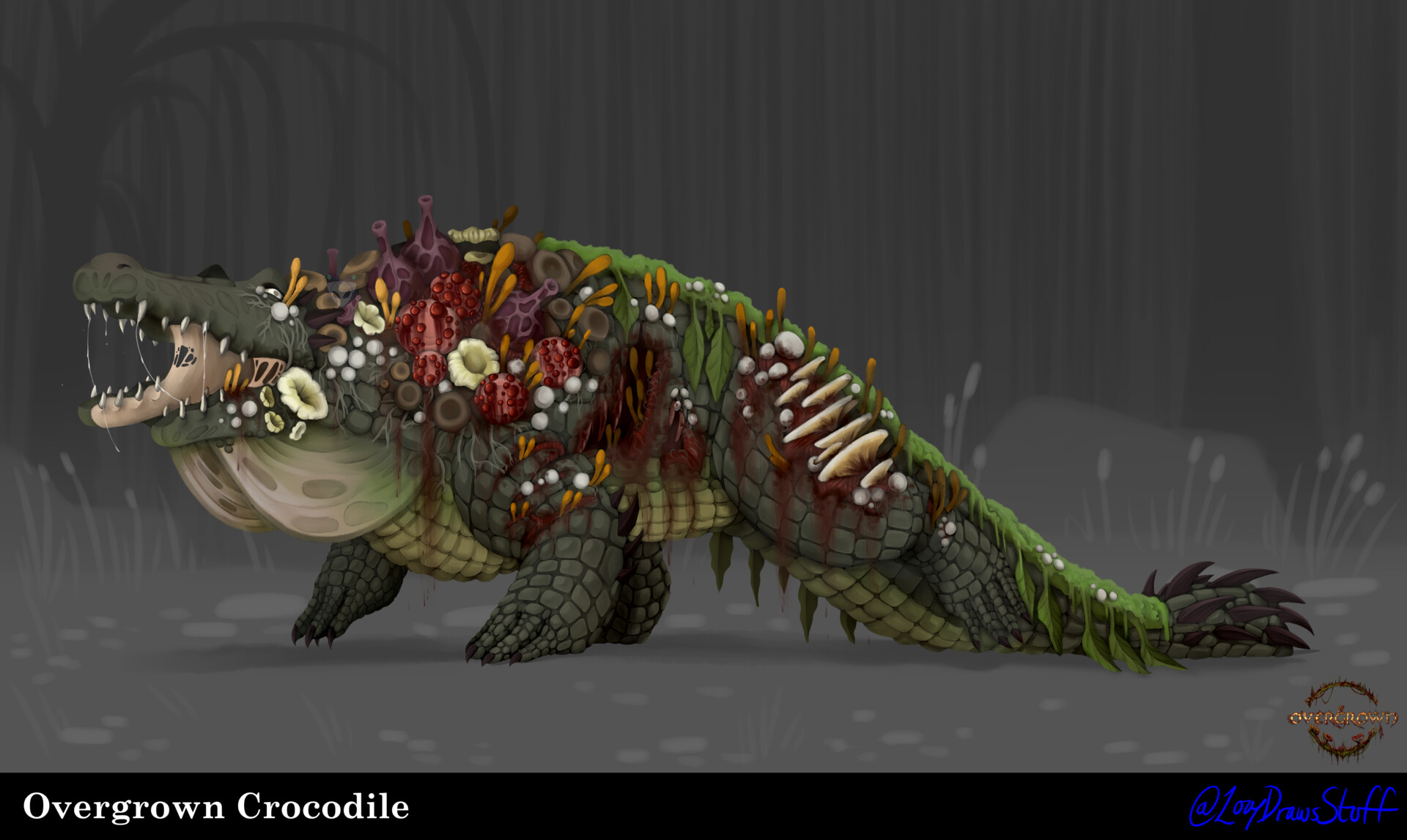 Laura Bibby - Overgrown Crocodile - Monster Creature Concept