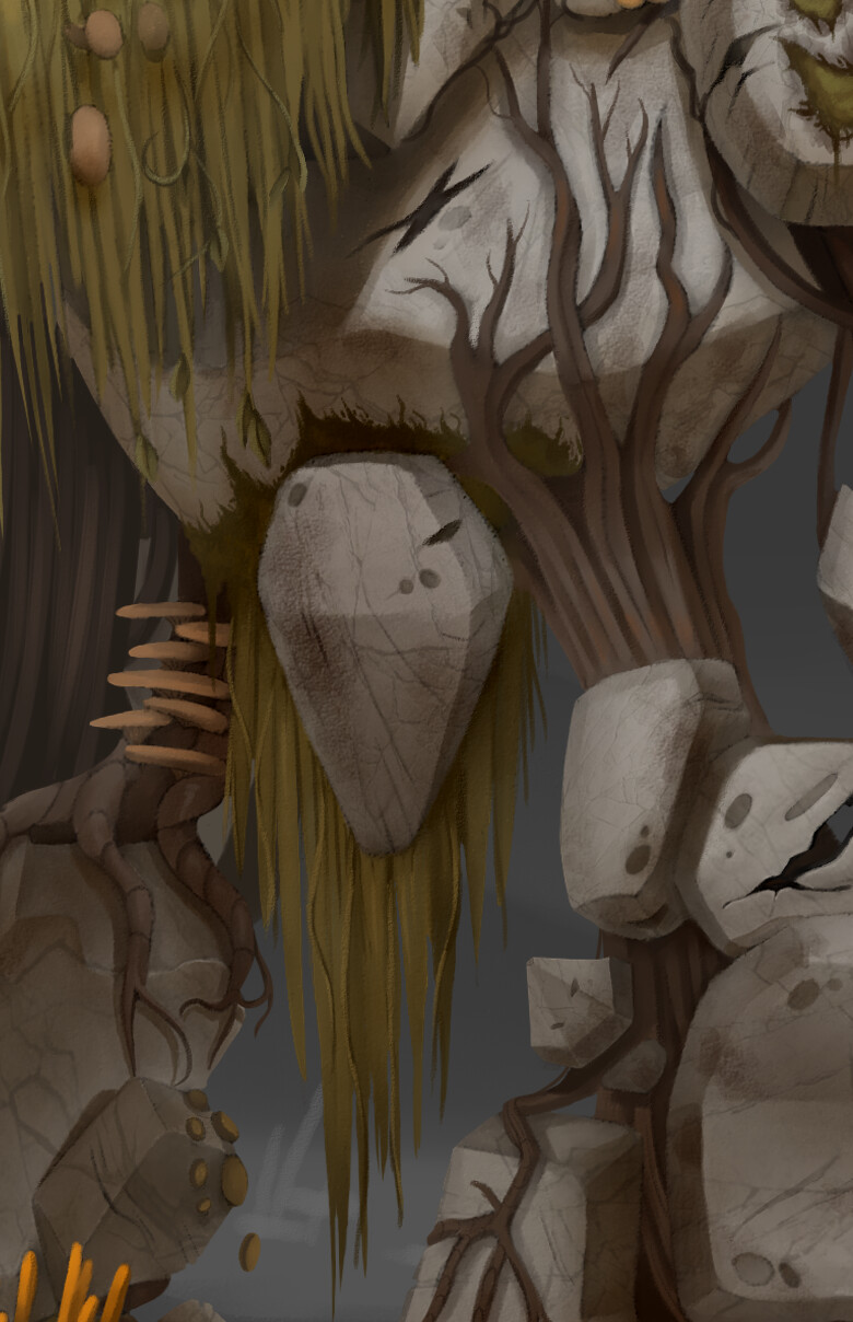 Laura Bibby - Overgrown Rock Golem - Monster Concept Art