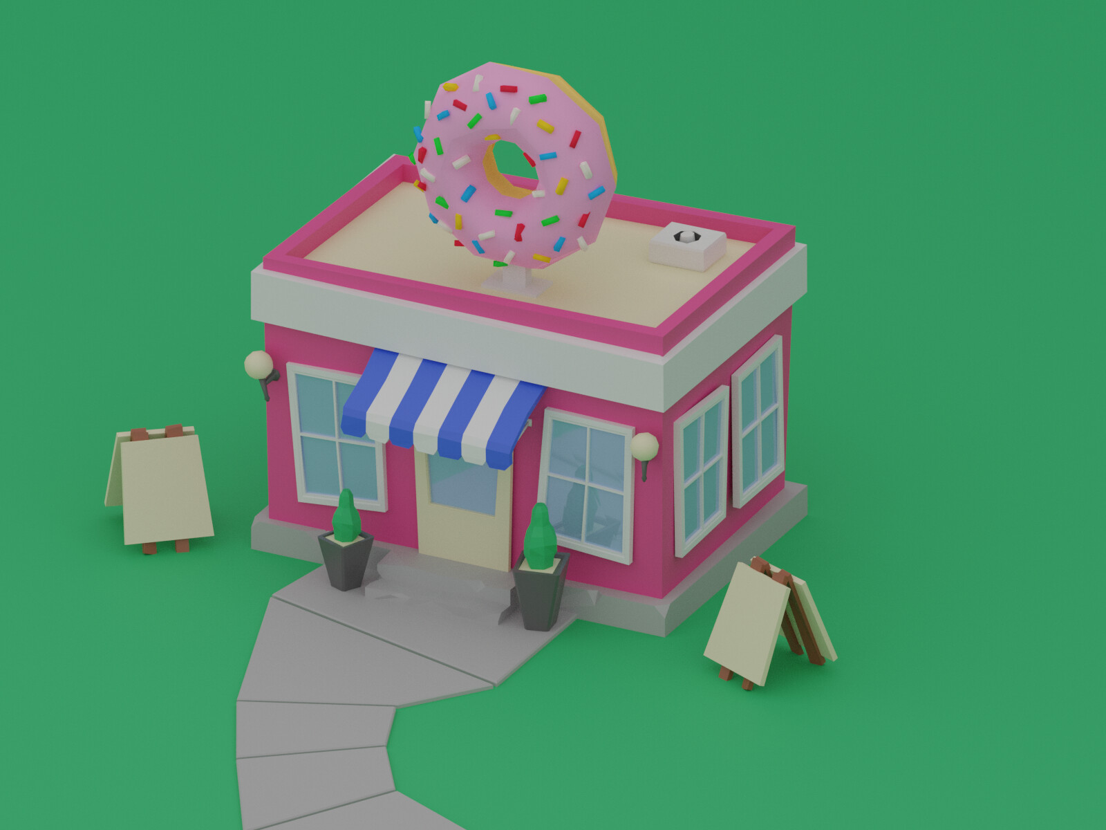 ArtStation - Donut Shoppe Here - Low Poly Building Collection