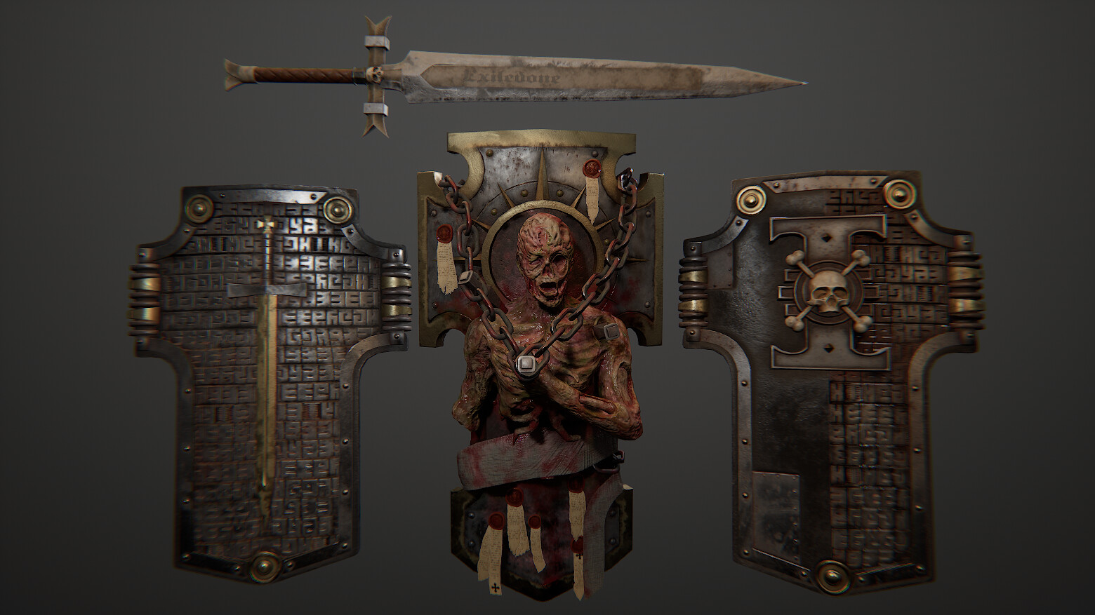 ArtStation - Warhammer 40k Fan art - Shields + Sword