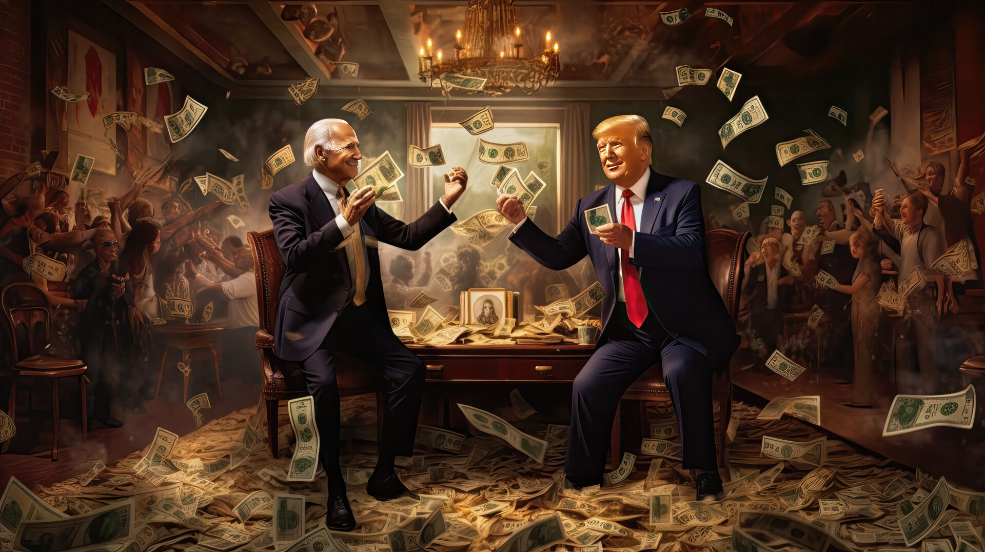Bonk AI Art - Donald Trump & Joe Biden KISS, Have Fun