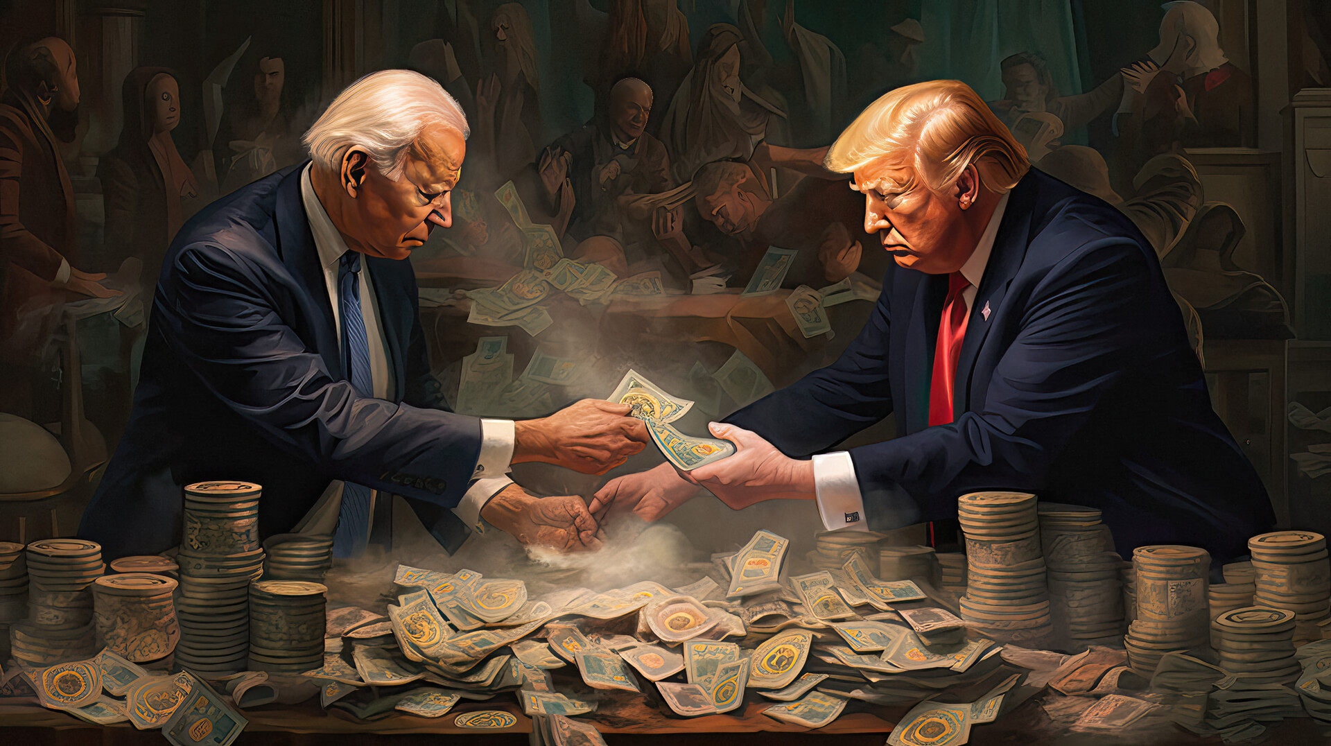 Bonk AI Art - Donald Trump & Joe Biden KISS, Have Fun