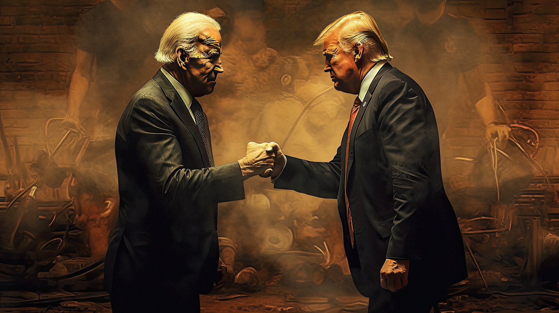 Bonk AI Art - Donald Trump & Joe Biden KISS, Have Fun