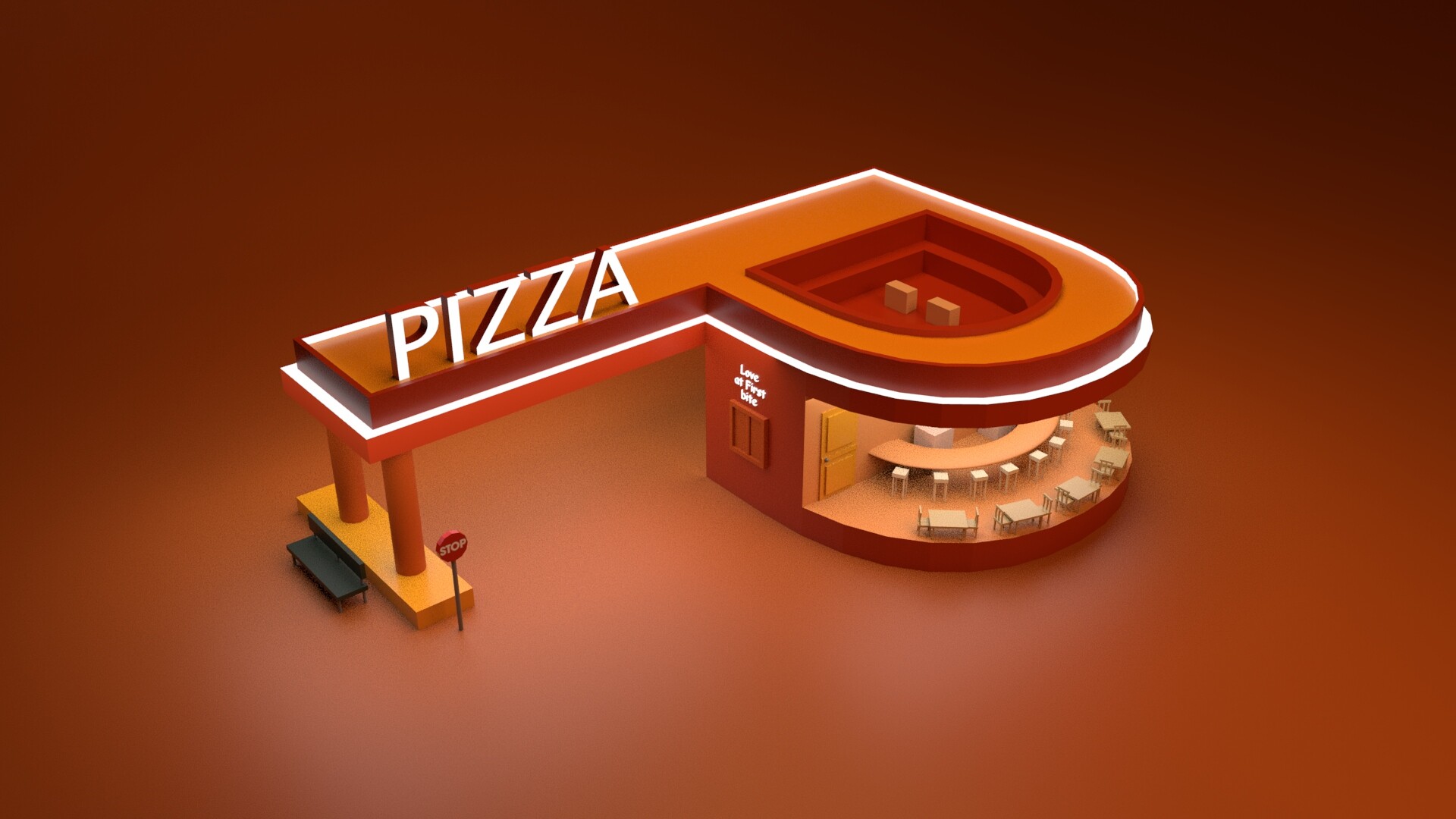 ArtStation - 3d pizza shop design