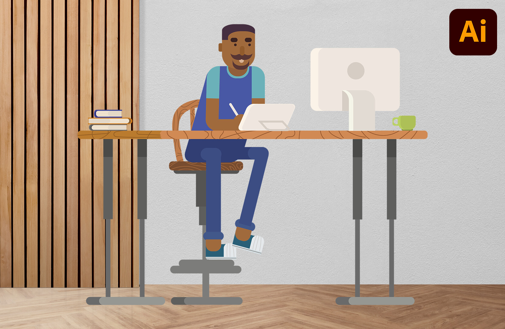 ArtStation - illustration of a man in illustrator