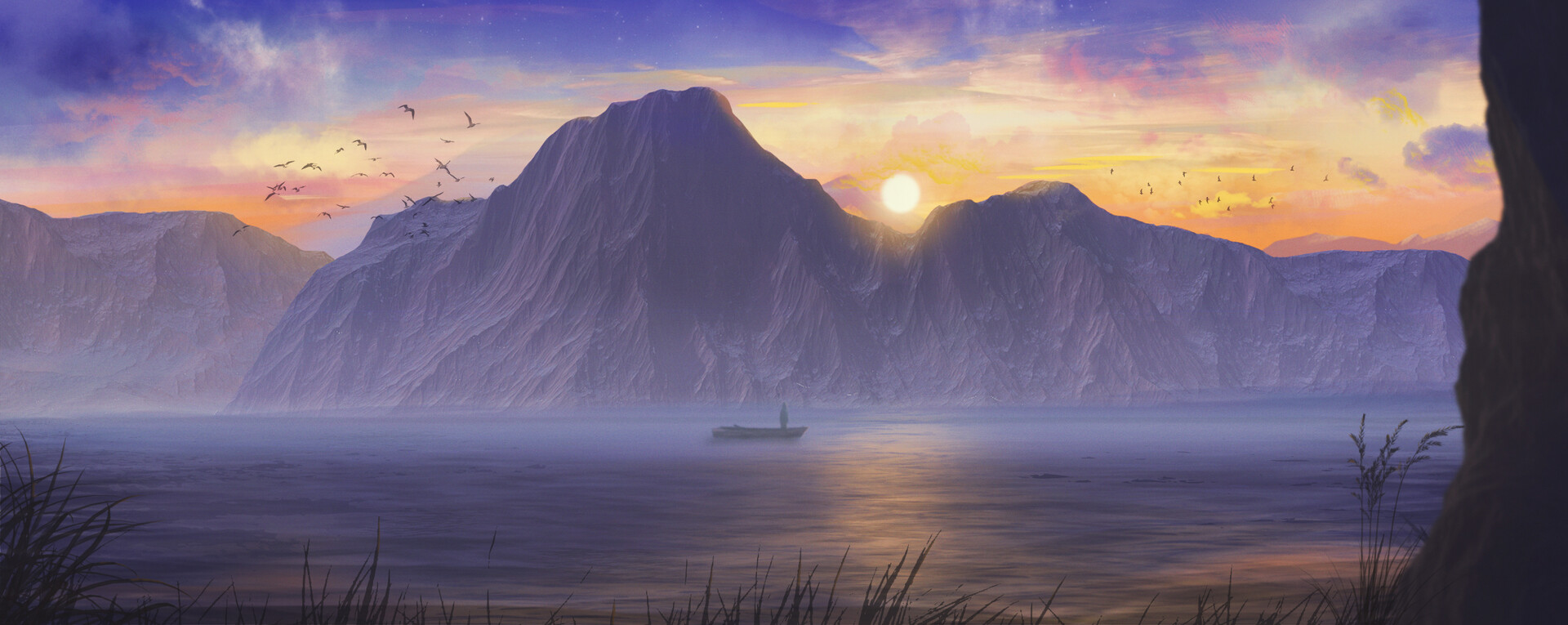 ArtStation - Sunset alone