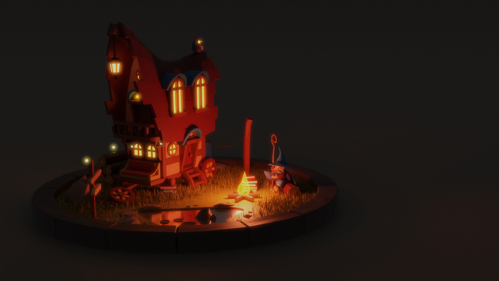 ArtStation - 3D wagon and Wizard