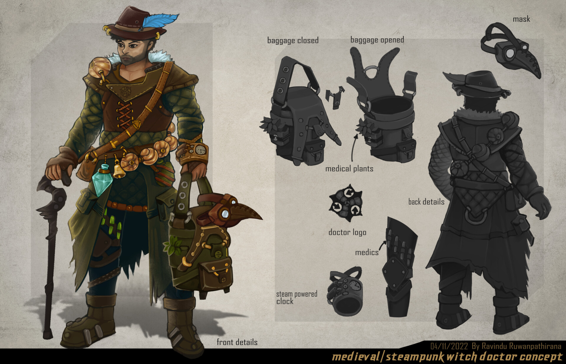 ArtStation - Medieval/steampunk witch doctor character design