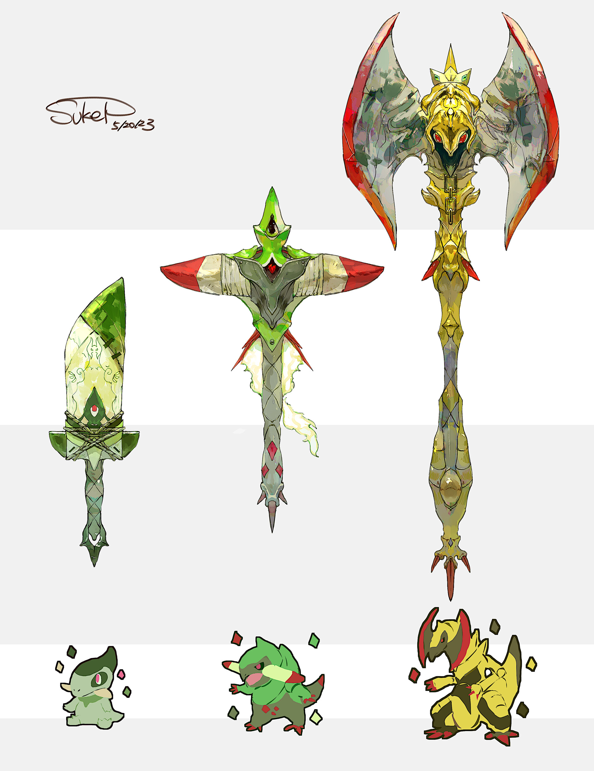 SukeP (Kosuke Nakamura) - Pokémon-inspired Weapon Designs (2022-2024)