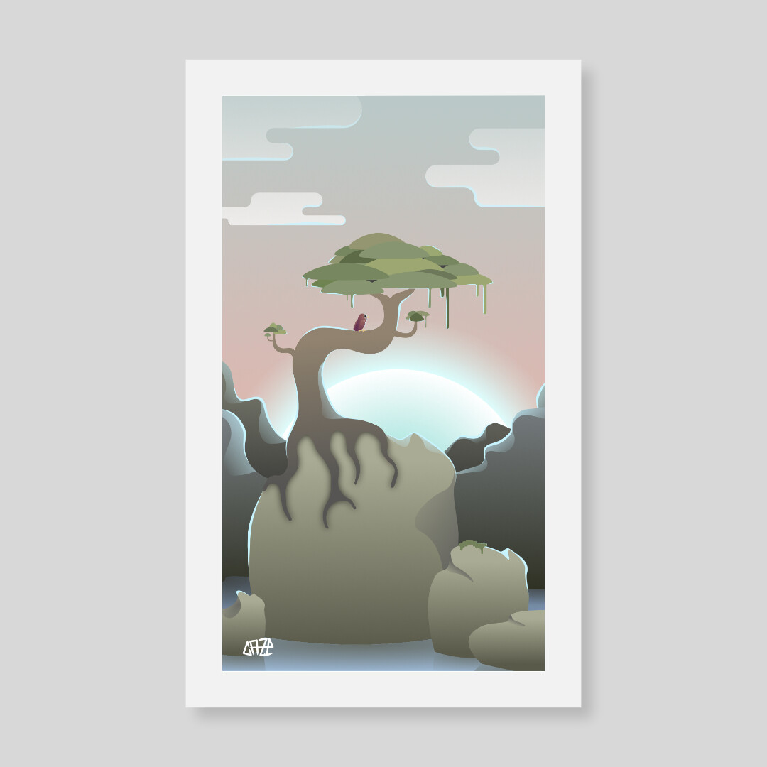 ArtStation - Tree on the Rocks