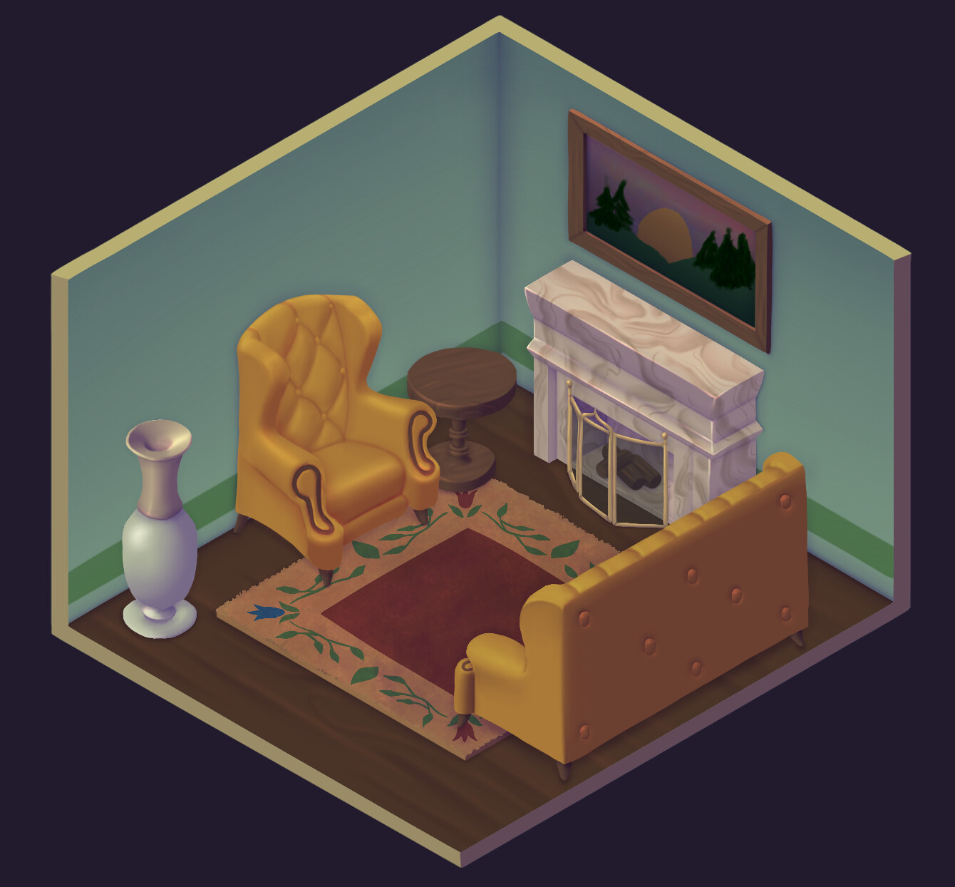 ArtStation - Vintage Living Room Props