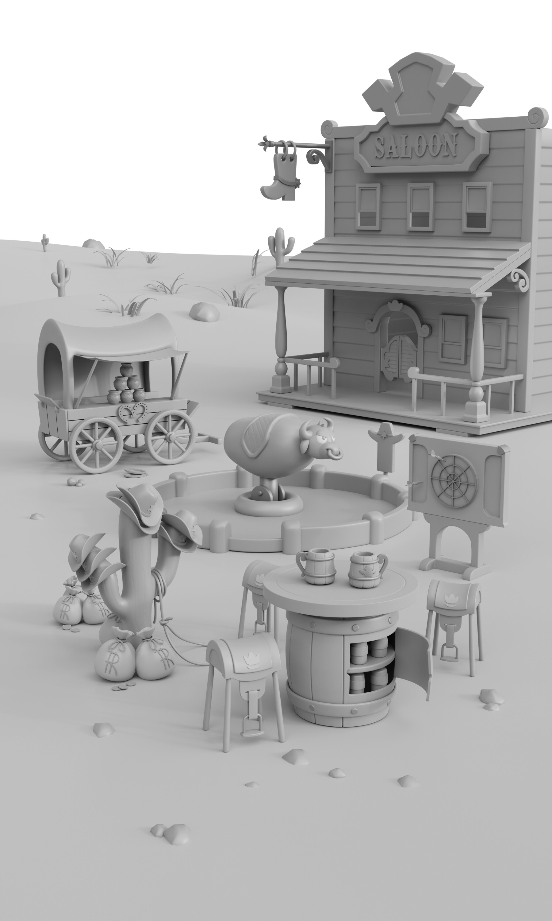 ArtStation - Western Stylized Area (Greyscale)