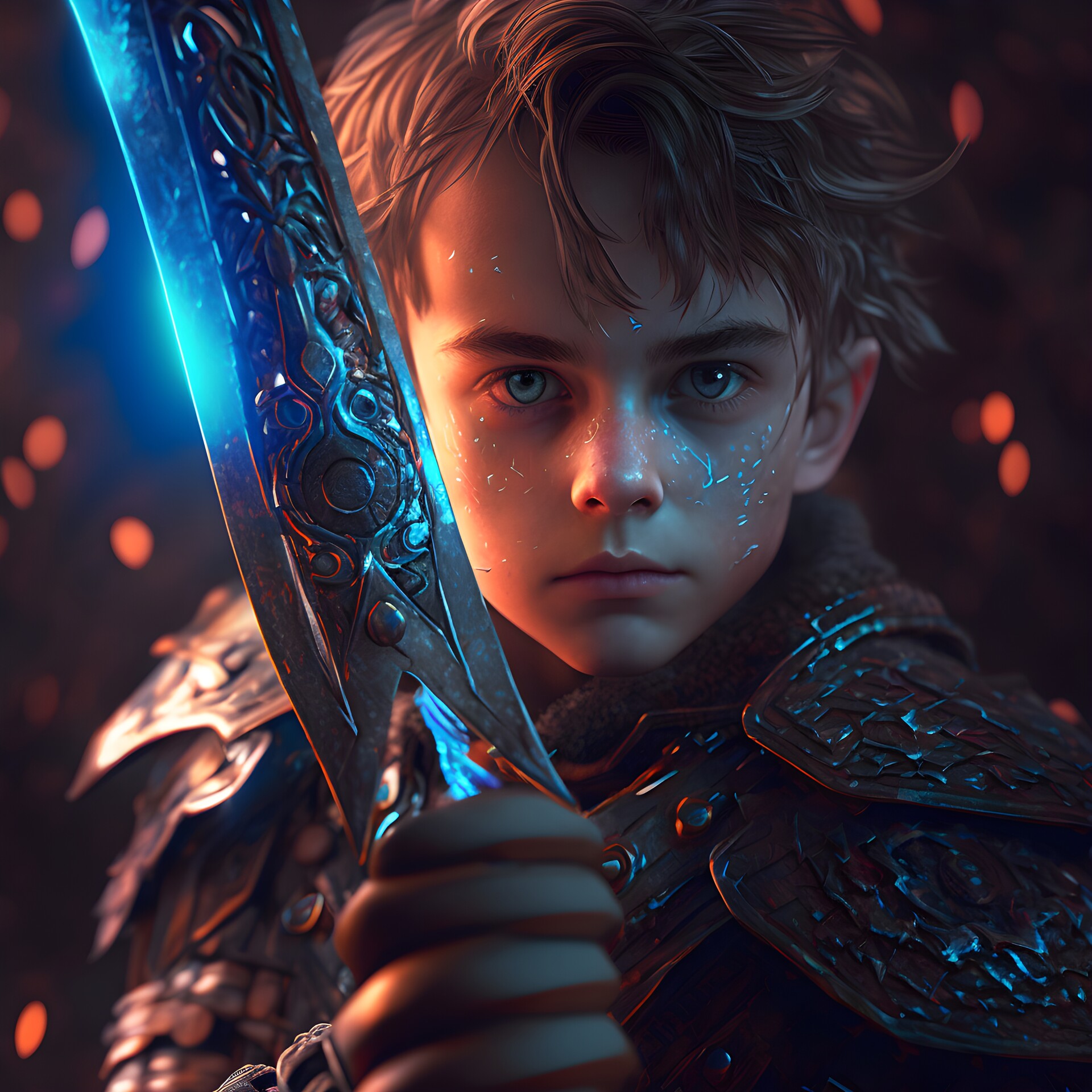 ArtStation - A little boy with magical sword
