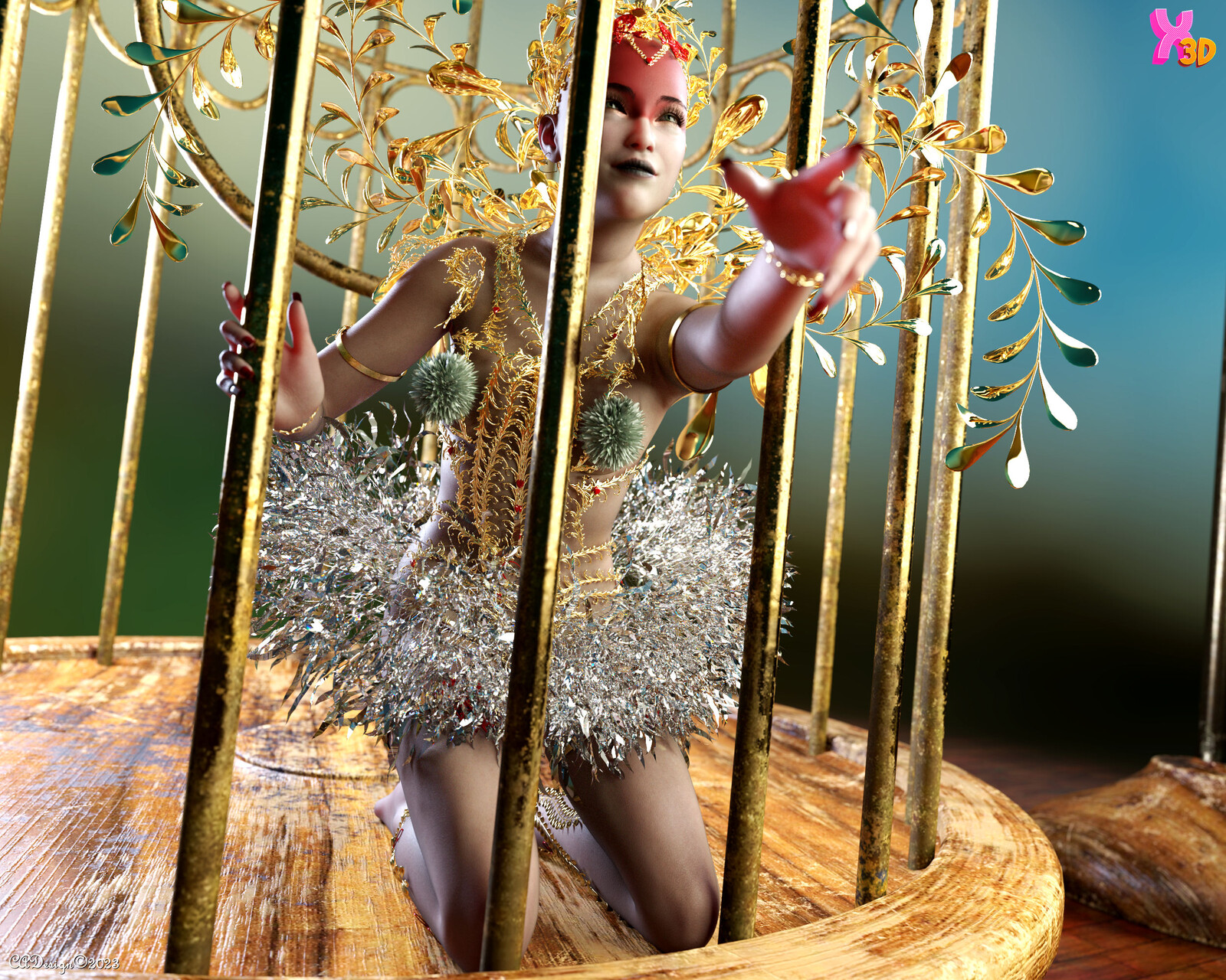 Xtreme3D Studio - Natens Bird of a Cage Poses and Props for G9