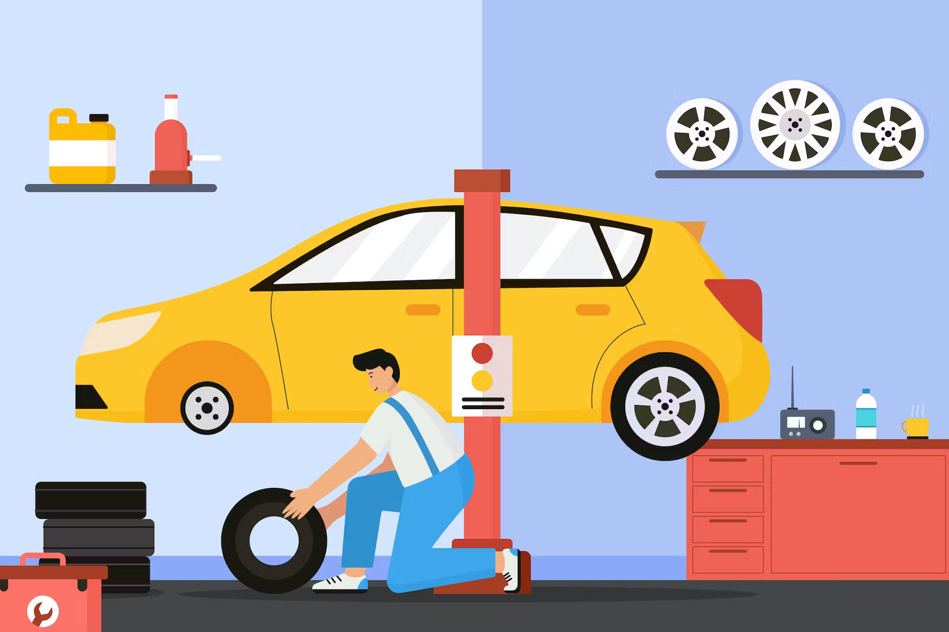 ArtStation - Car Workshop Illustration