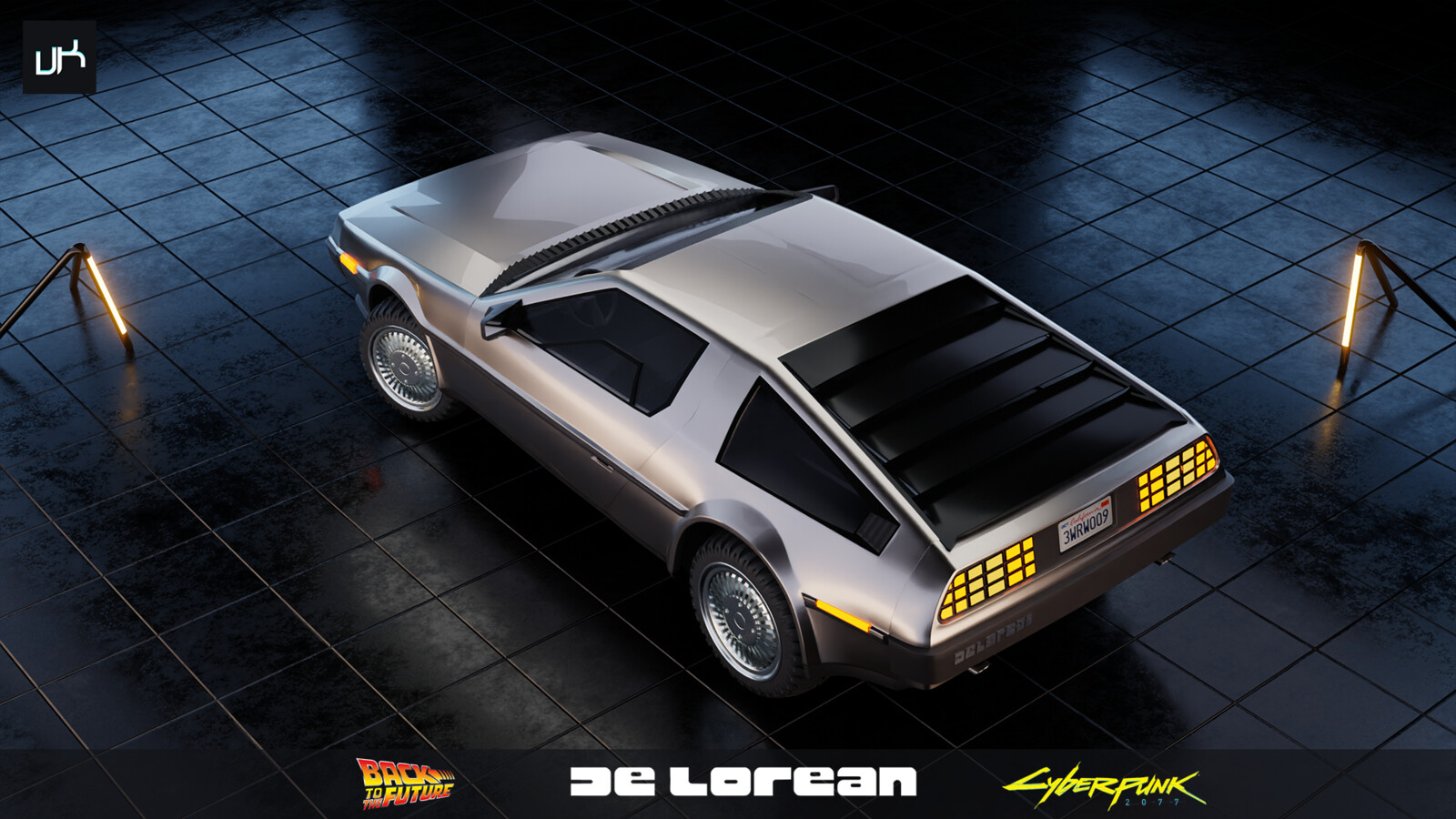 Victoria Kohan - DeLorean in the style of Cyberpunk 2077
