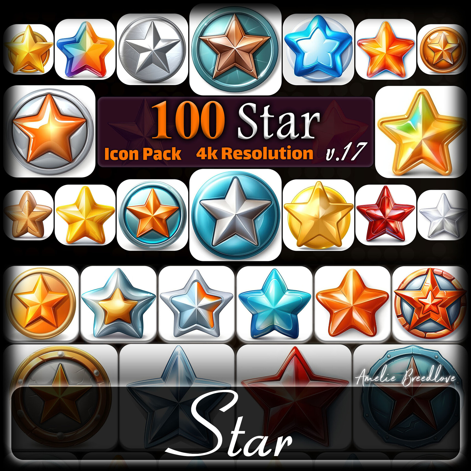 Amelie Anime - 100 Star Icon Pack | 4K | v.17