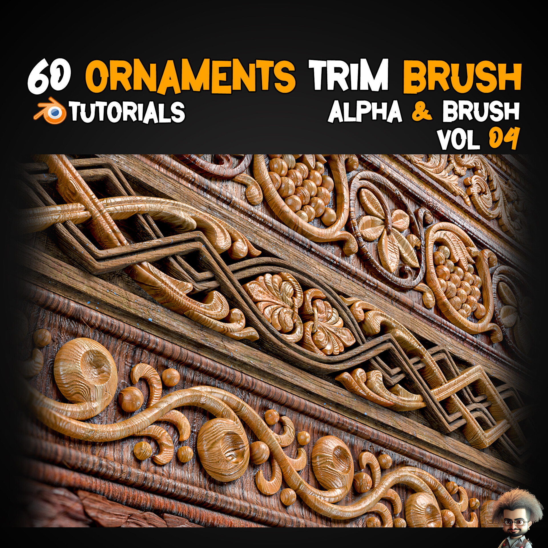 ArtStation - 60 Ornaments Trim Brush + 3D Models + Free Tutorials – Vol 04
