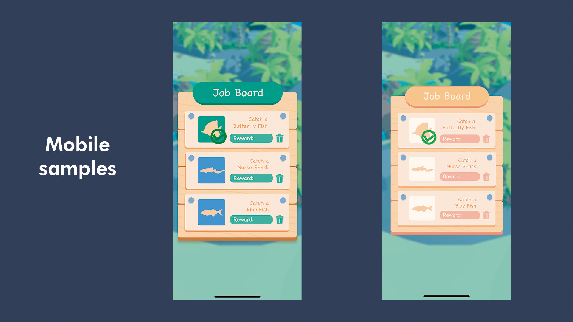 Massiel Colín - UI Examples for a Catching game (color palette)