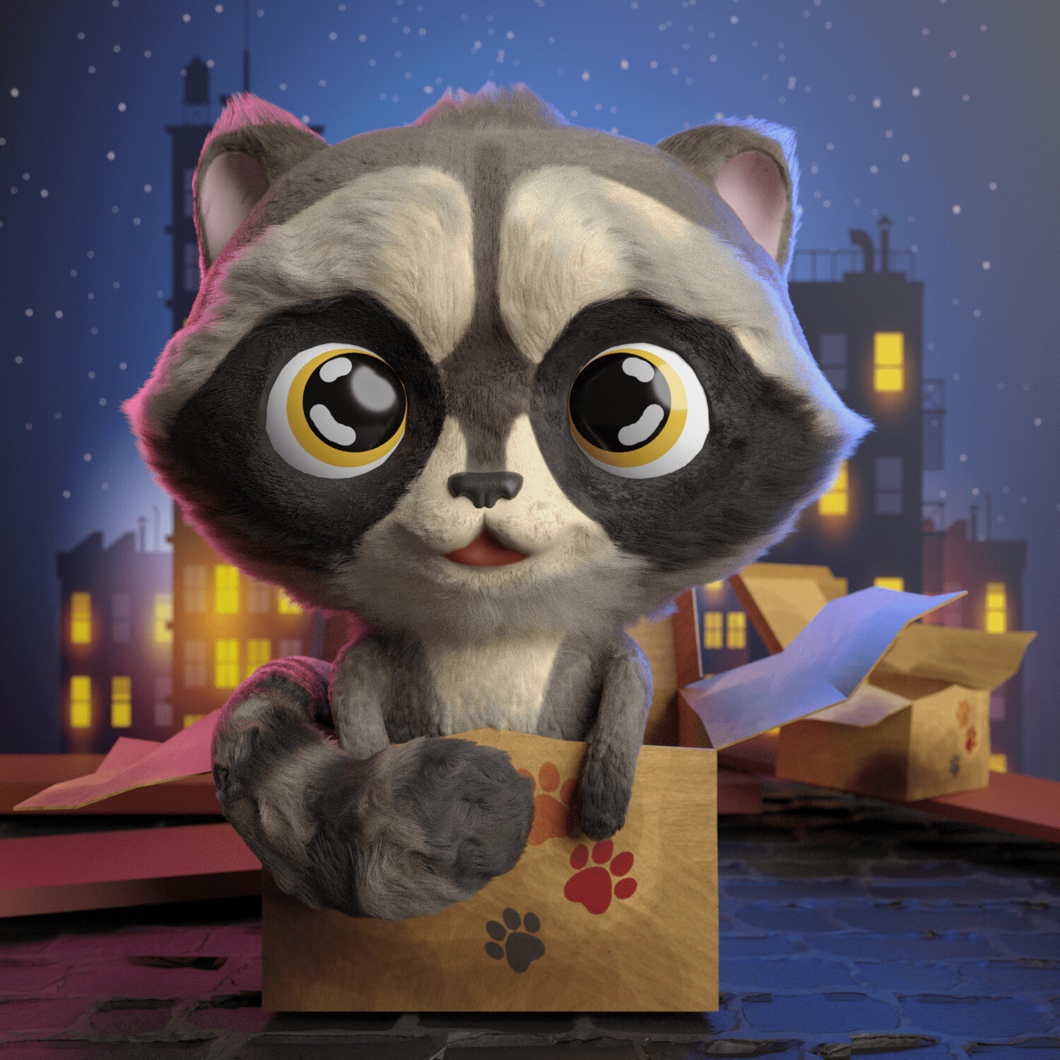 ArtStation - Cute raccoon