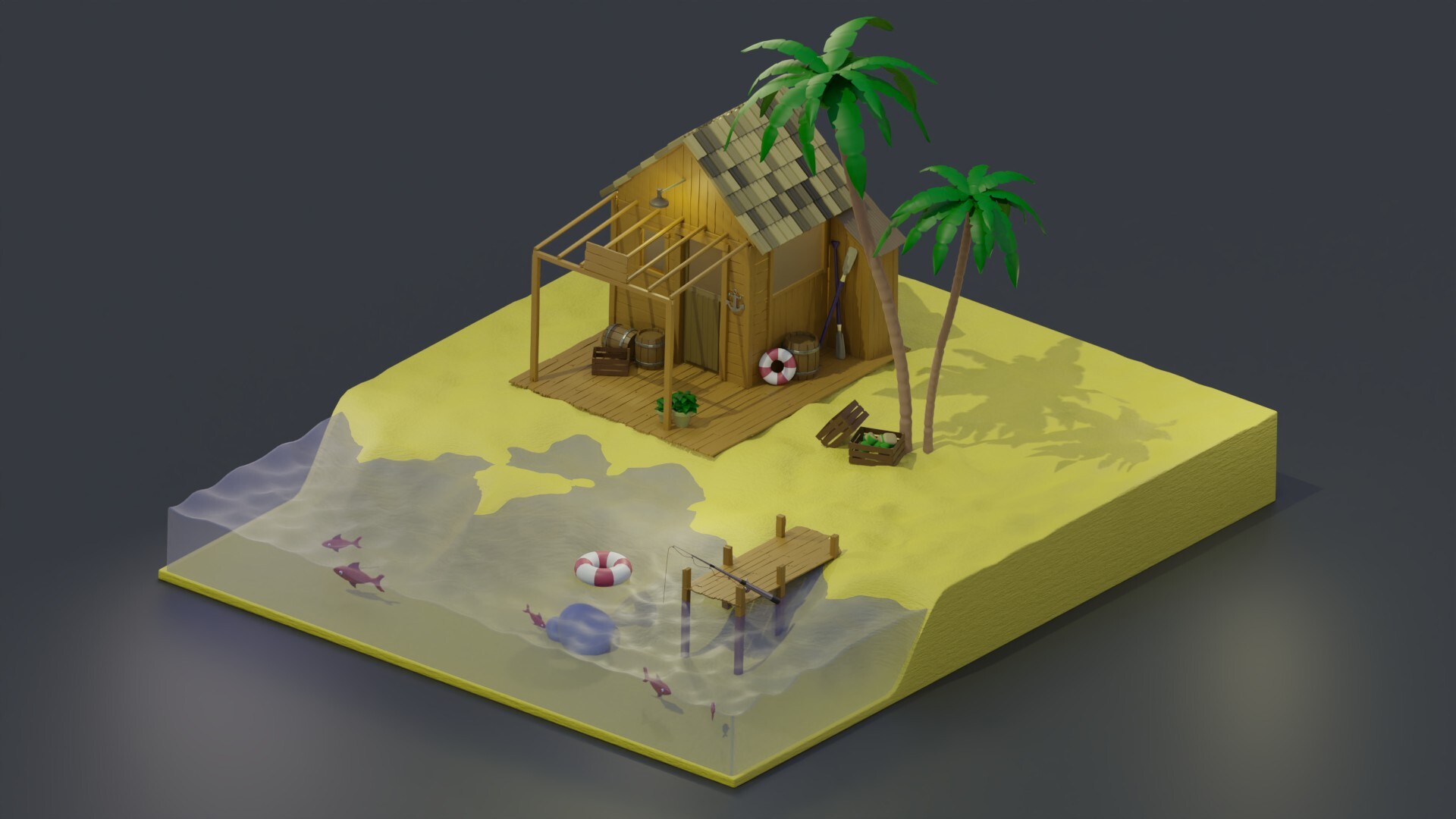 ArtStation - Beachside Fisherman's Shack Diorama