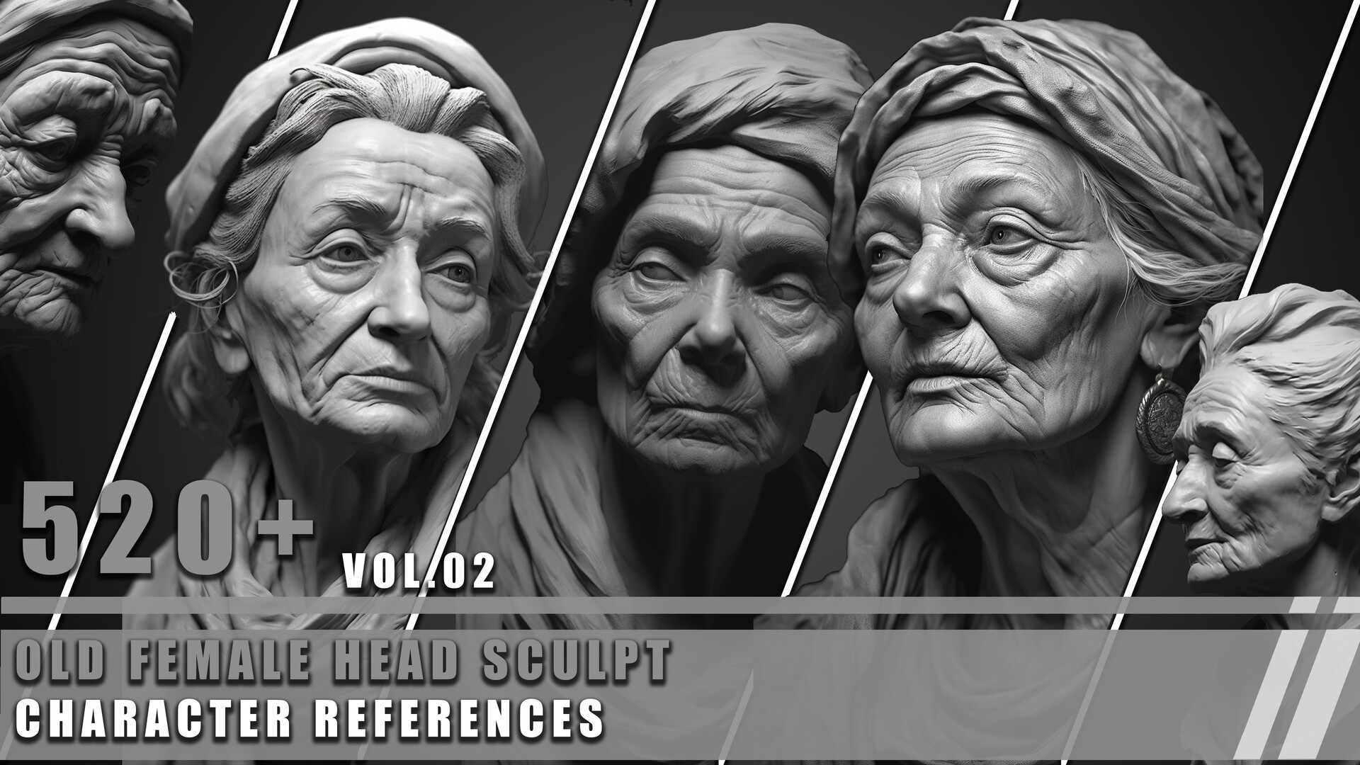 Wayline Arts - 520+ Old Female Head Sculpt - Character References Vol.02