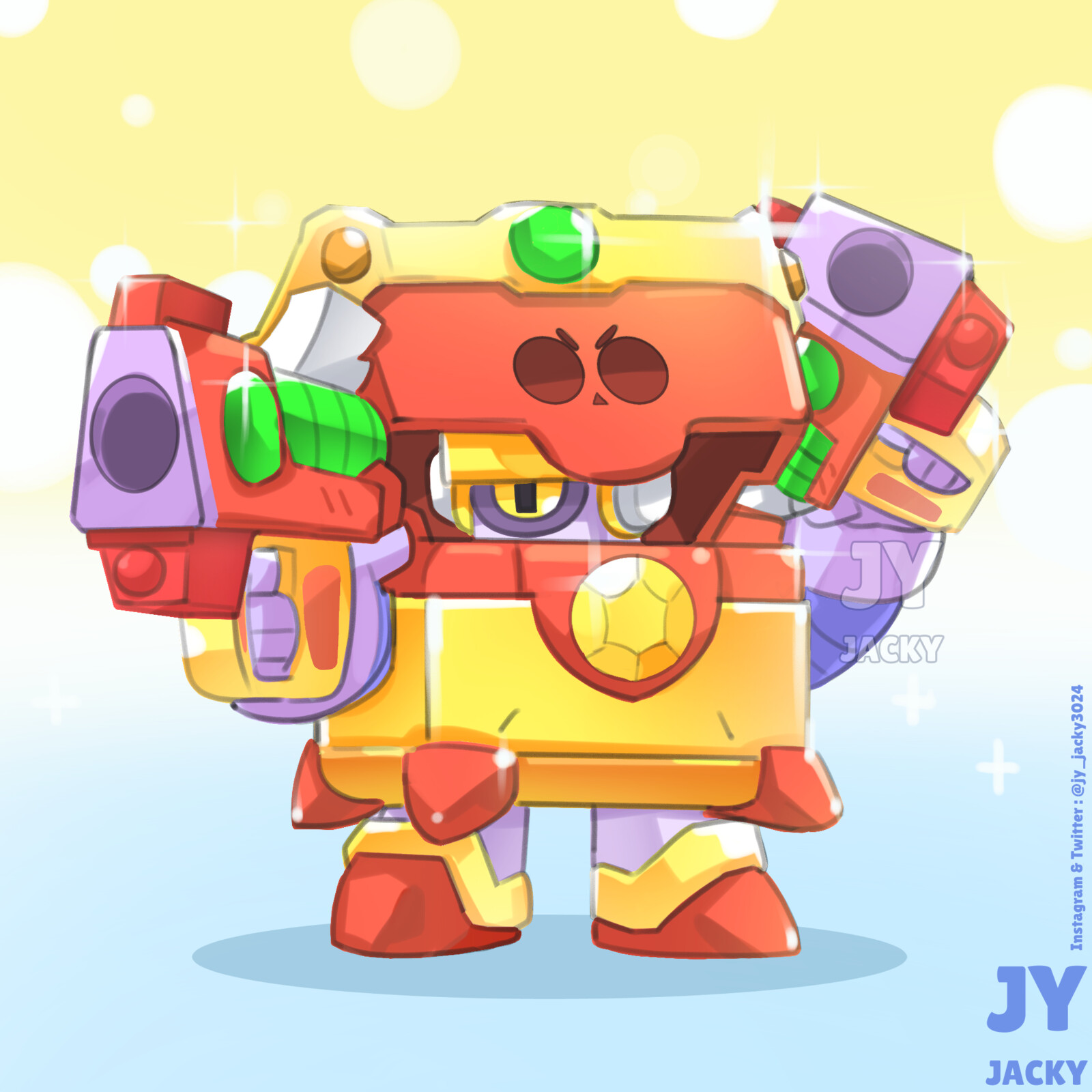 Jacky Yang - Cute Omega box Darryl skin fanart Brawl Stars