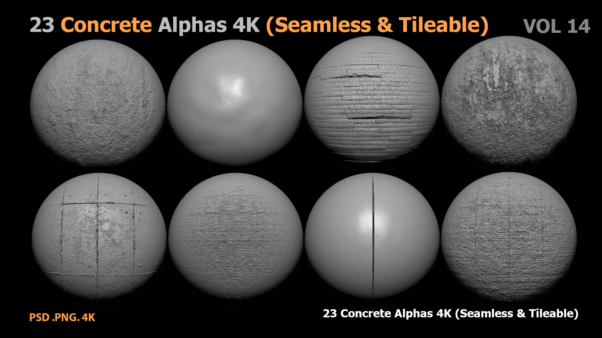 ArtStation - 23 Concrete Alphas 4K (Seamless & Tileable) VOL 14