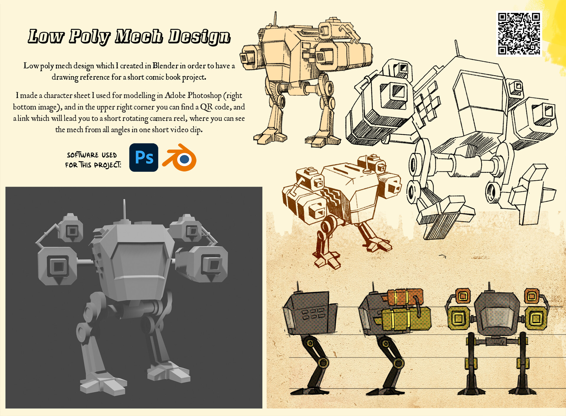 ArtStation - Low poly stylized mech design