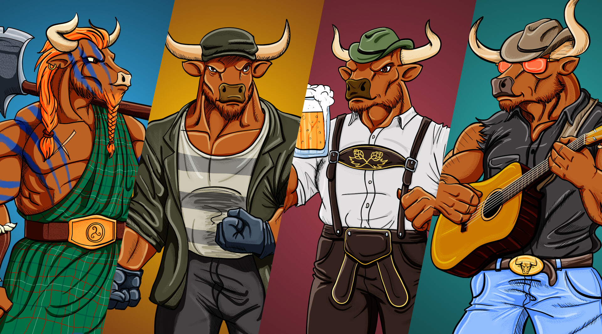 ArtStation - Character design for Cerveza del Toro