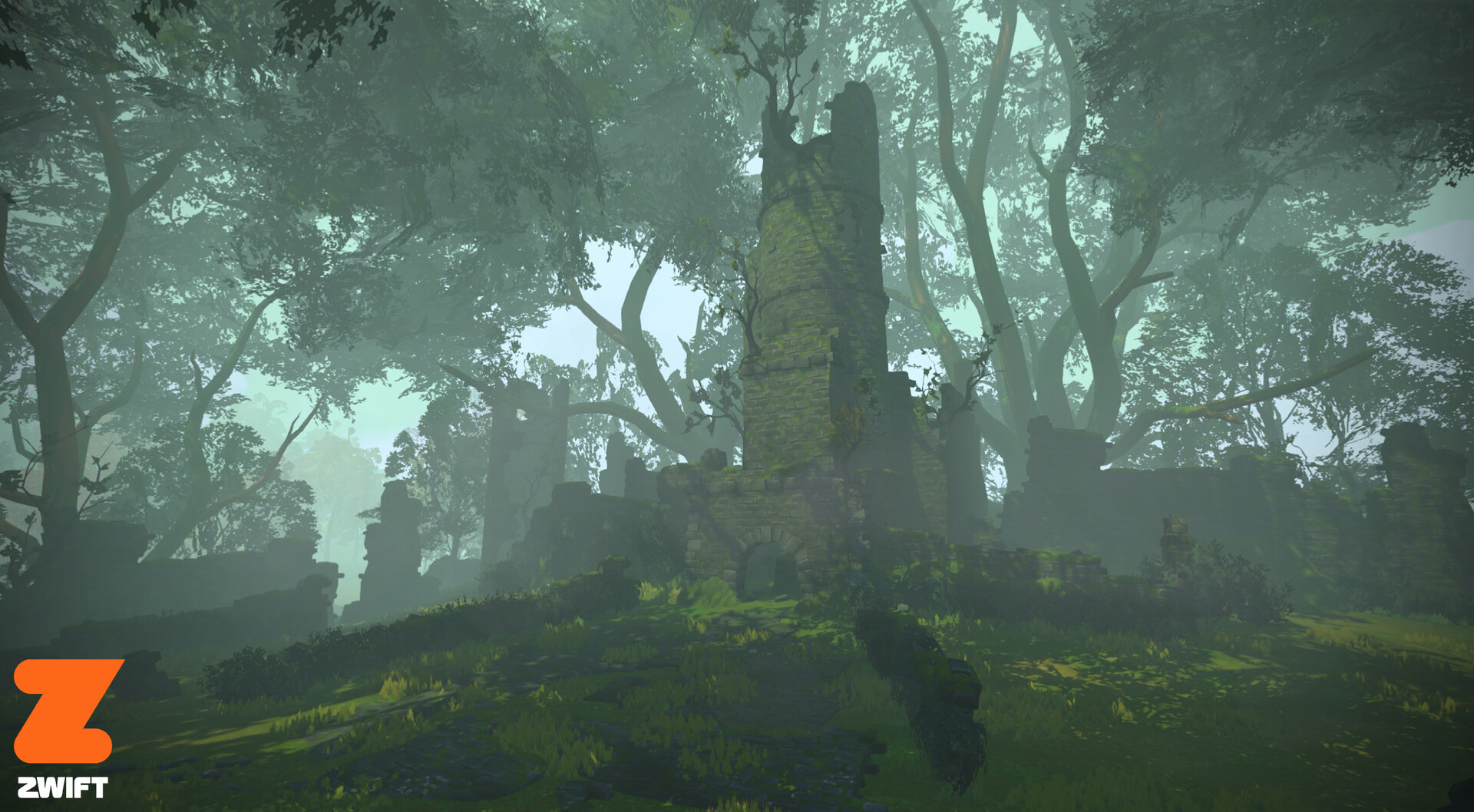 John Moran - Zwift - Mossy Castle Forest and MacCaig Tower - Glasgow