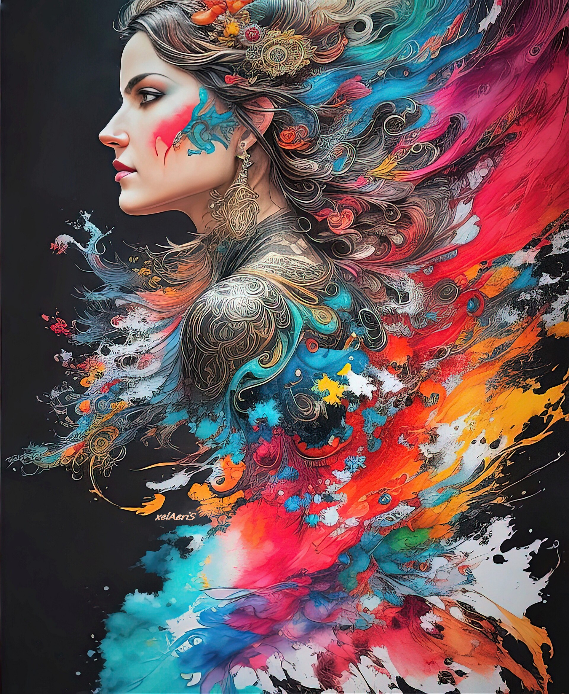 ArtStation - 🎨 Ink Flow Portrait: Floating colors