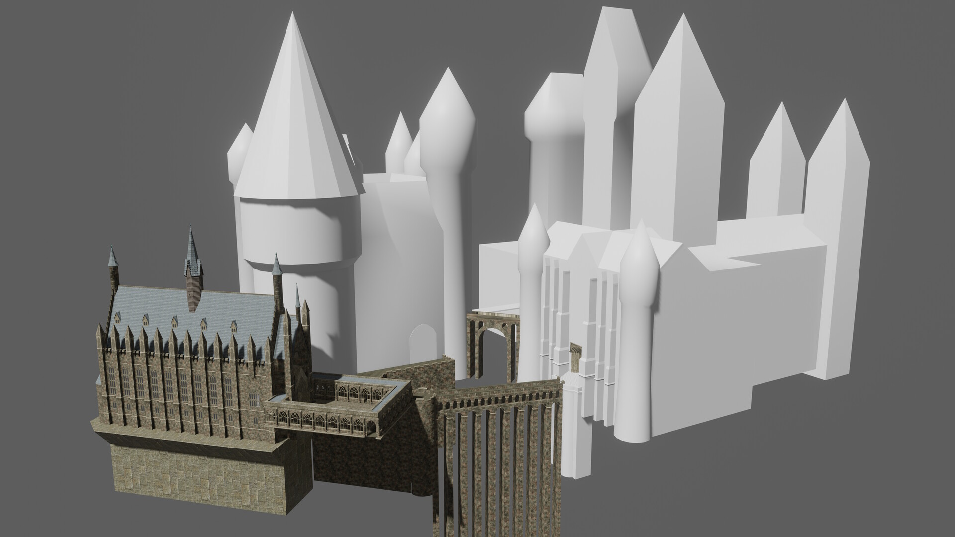 ArtStation - An Attempt at Modelling the Hogwarts Castle