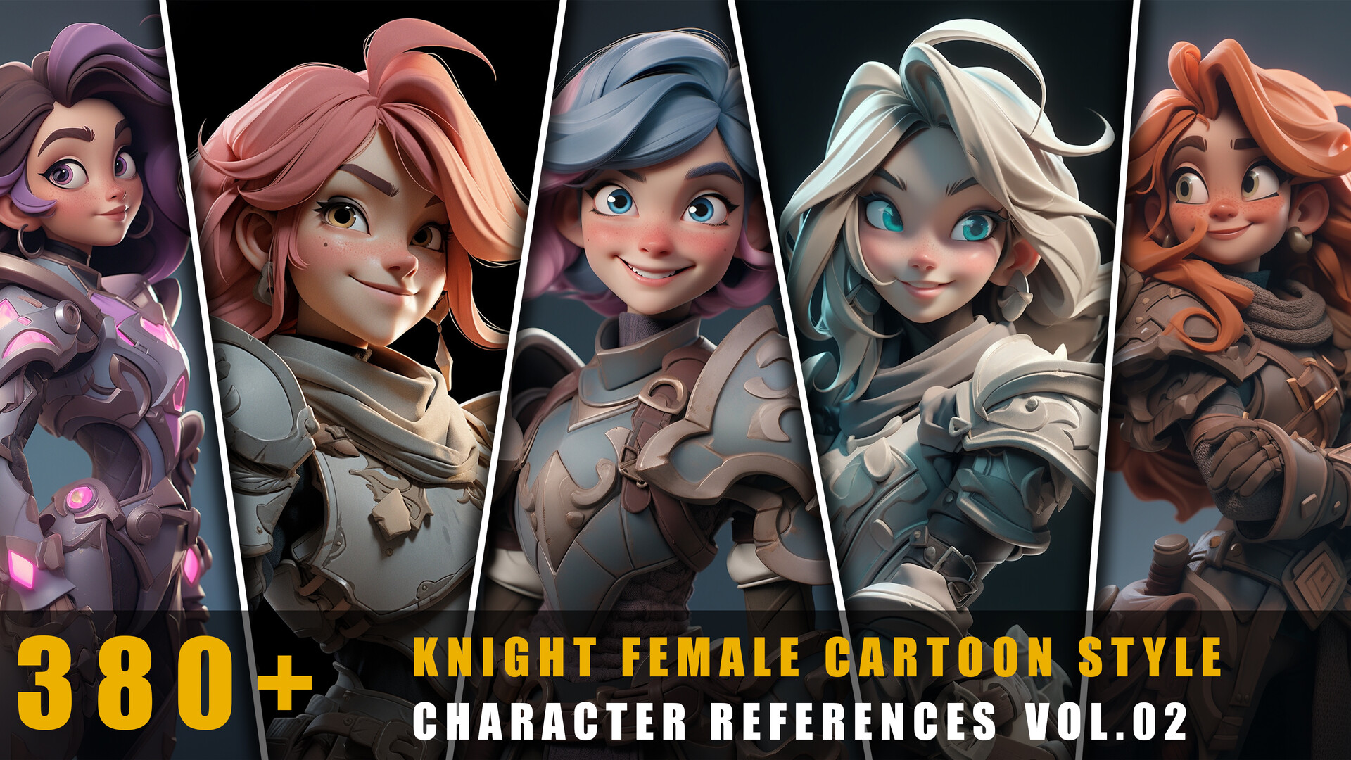 WaterLaw's Studio - 380+ Knight Female Cartoon Style - References Pack ...