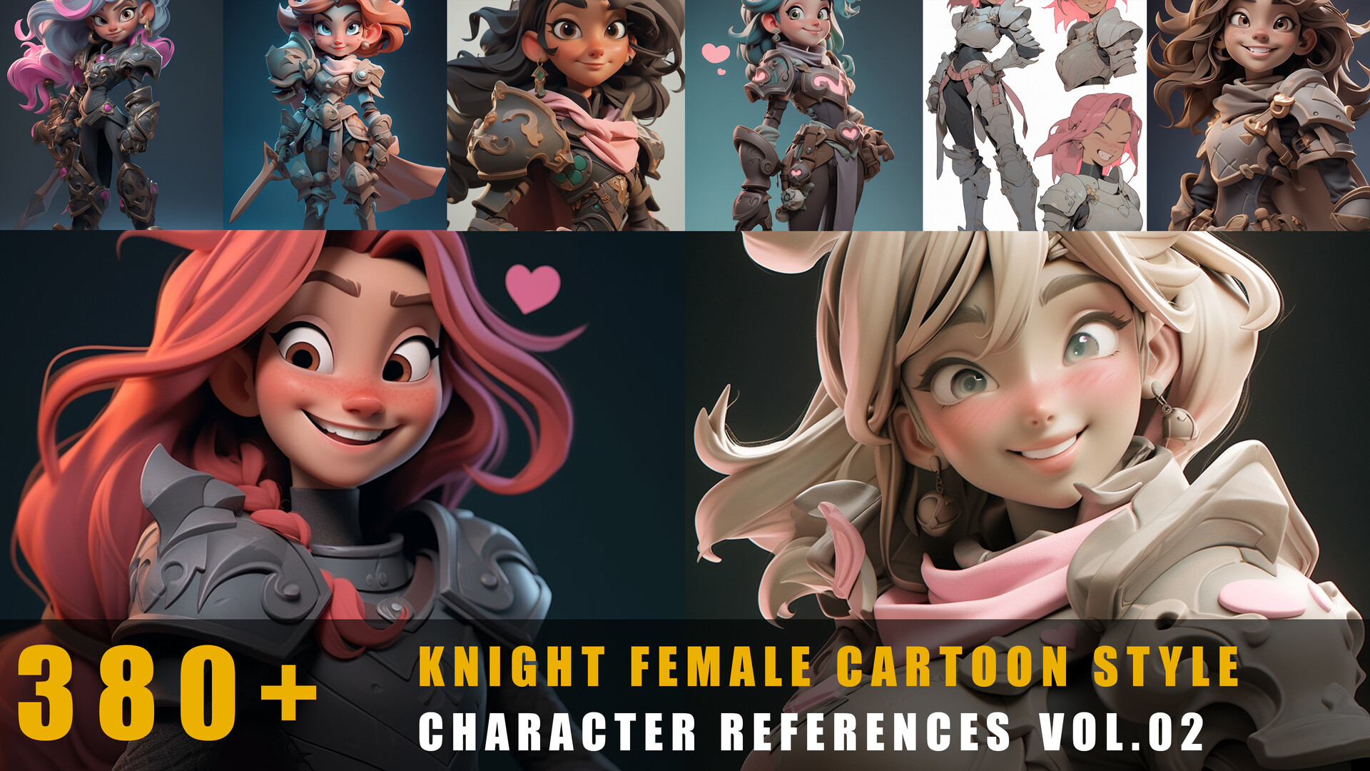 WaterLaw's Studio - 380+ Knight Female Cartoon Style - References Pack ...