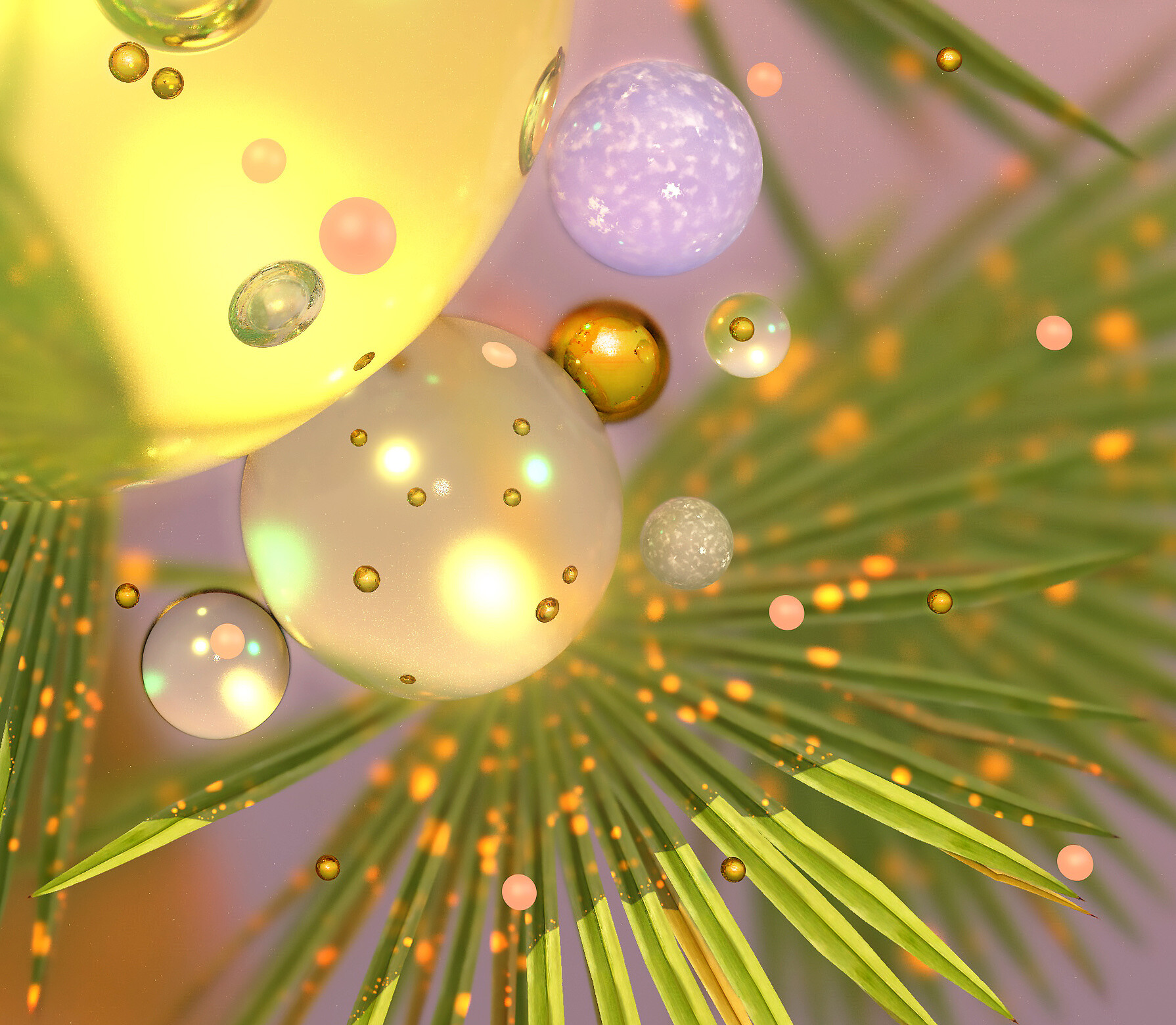 ArtStation - Abstract bubbles and leaves