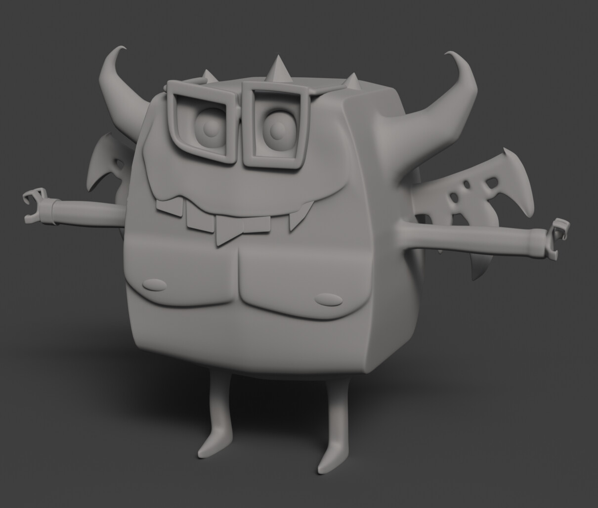 ArtStation - Stylized Cartoon Demon - Clay Render