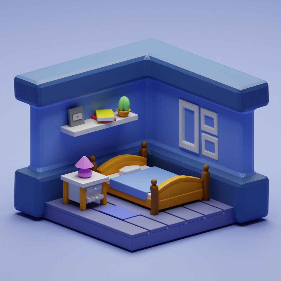 ArtStation - Cozy isometric 3D Bedroom