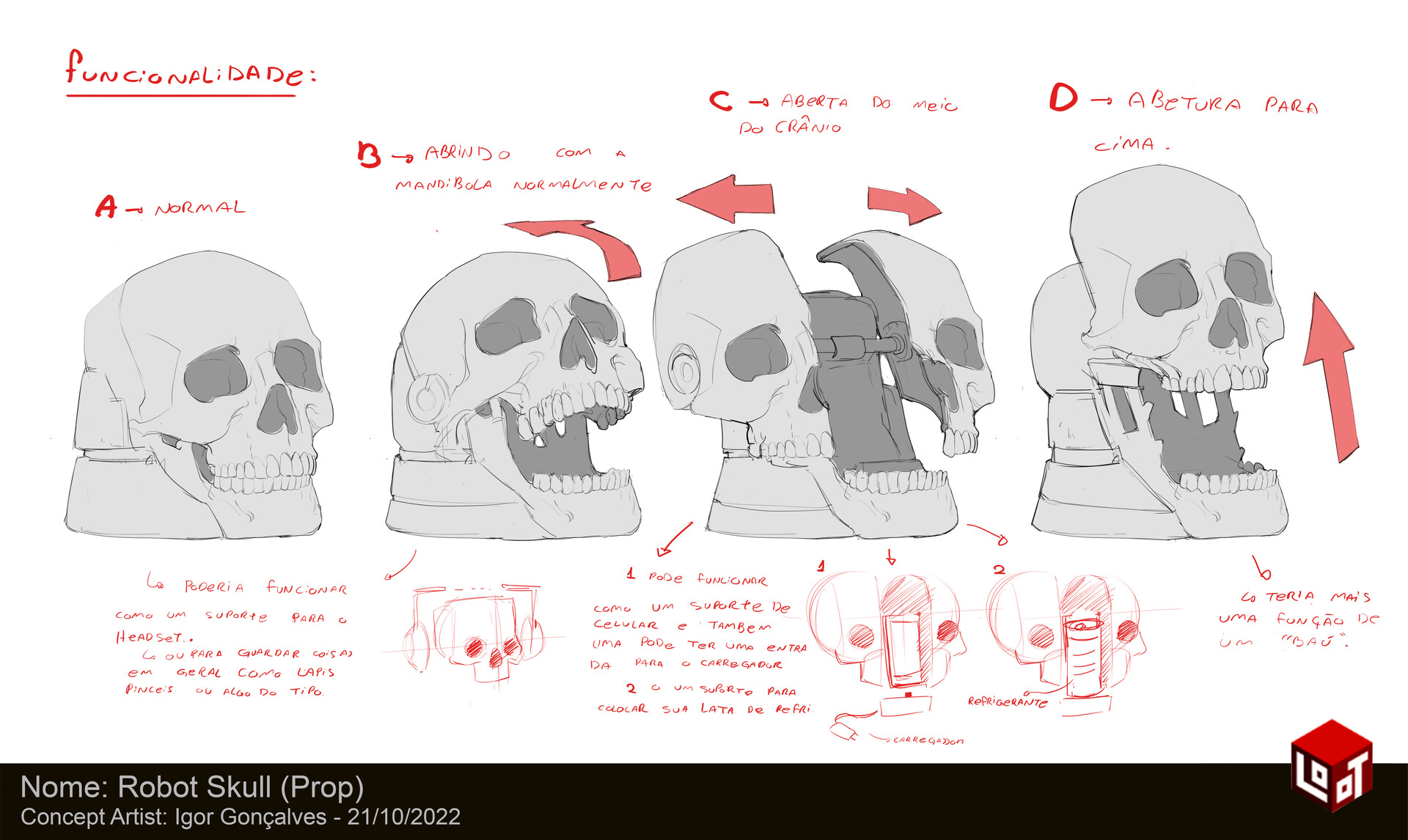 Igor Gonçalves - Loot studio - Prop - Robot Skull and Saikyou Gueixa Mask