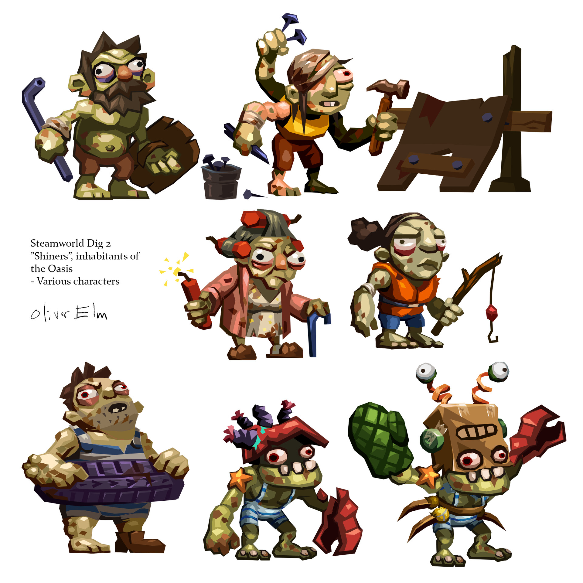 Oliver Elm - Steamworld Dig 2 - Various Artwork