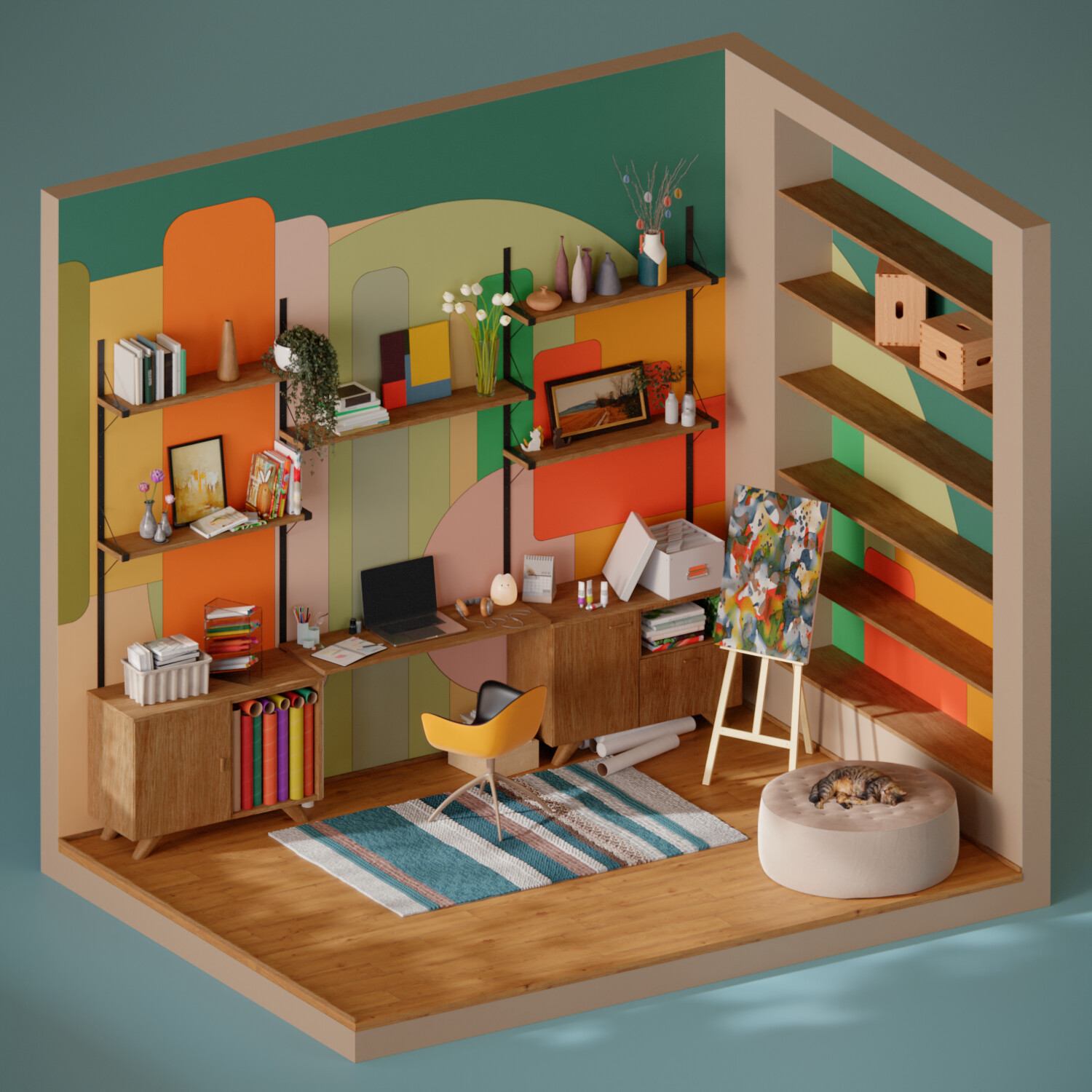 ArtStation - Animated isometric room