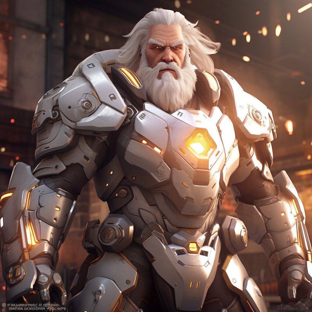 ArtStation - Reinhardt: Cyberpunk Reimagining (Overwatch)