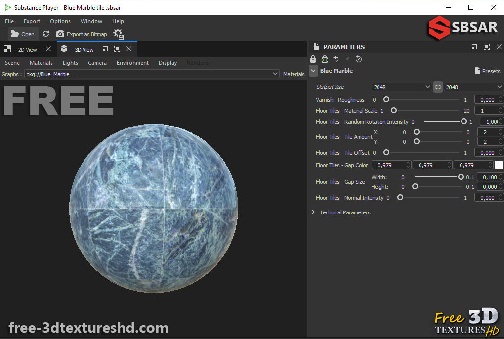 blue marble texture pbr