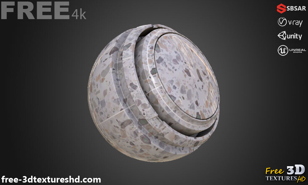 PBR Textures Free Download - White Ceramic Floor Tiles Terrazzo Pattern ...